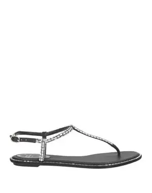 Rene Caovilla Embellished Slingback Thong Sandals - Black