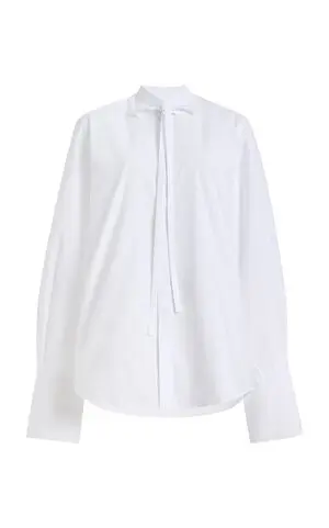 WITH NOTHING UNDERNEATH The Boyfriend Bow-tie Cotton Shirt - White