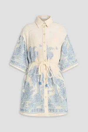 Zimmermann Frayed Cotton Jacquard Mini Shirt Dress