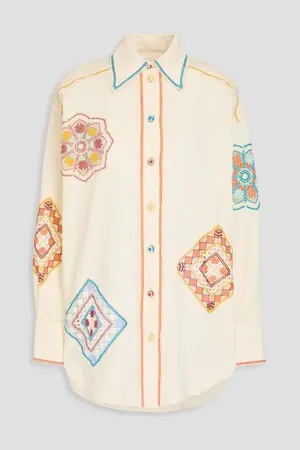 Zimmermann Crochetedtrimmed Cotton Shirt - Cream