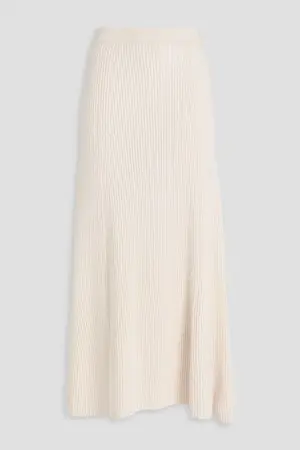 Zimmermann Ribbed Wool Midi Skirt - Ecru