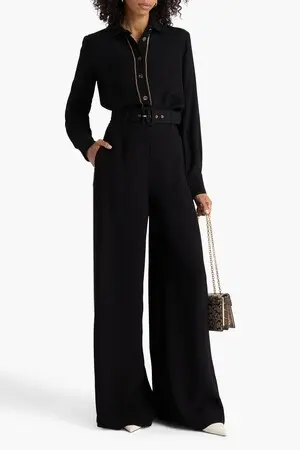 Zimmermann Chainembellished Crepe Wideleg Pants - Black