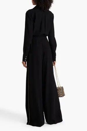 Zimmermann Chainembellished Crepe Wideleg Pants - Black