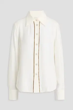 Zimmermann Chainembellished Crepe Shirt Ivory