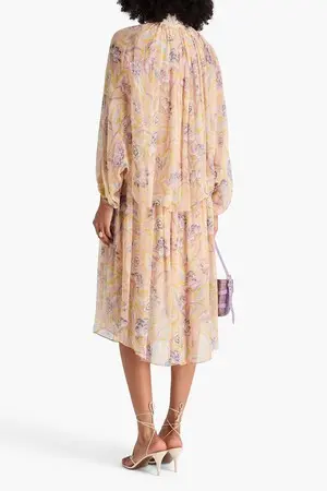 Zimmermann Layered Floral-print Crepe De Chine Midi Dress