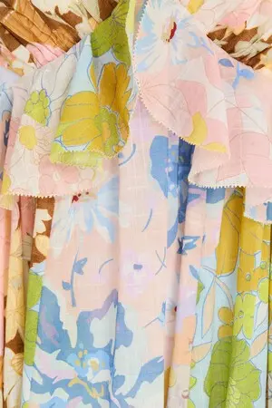 Zimmermann Cutout Ruffled Printed Cotton Midi Dress