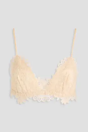 Zimmermann Cottonblend Corded Lace Bra Top - Cream