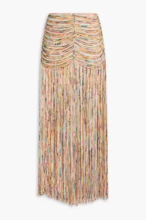 Zimmermann Fringed Floralprint Silkorganza Maxi Skirt - Multicolor