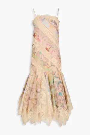 Zimmermann Floralprint Cottonblend Lace And Organza Maxi Dress - Blush