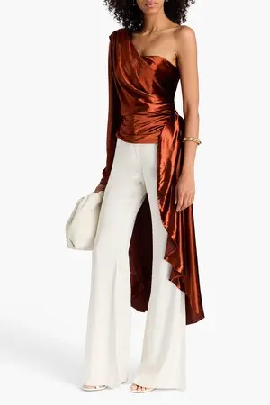 Zimmermann Oneshoulder Draped Velvet Top