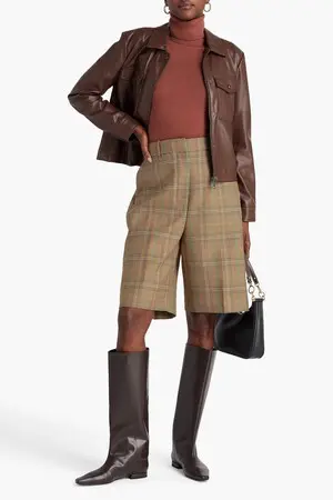 Zimmermann Prince Of Wales Checked Wool-blend Shorts