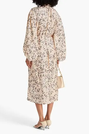 Zimmermann Printed Silk-twill Midi Dress With Pussy-bow Necktie