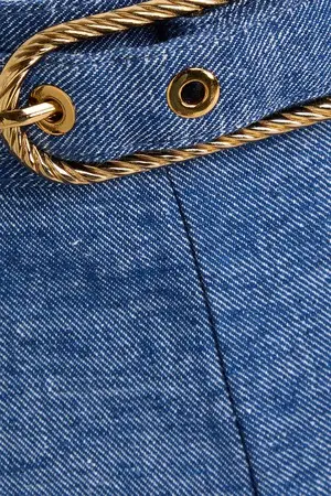 Zimmermann Belted Linenblend Chambray Flared Pants