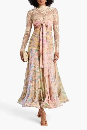 Zimmermann Lila" Floral Print Silk Georgette And Lace Maxi Dress