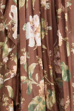 Zimmermann Ruffled Floralprint Cotton Midi Skirt