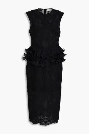Zimmermann Tiered Corded Lace Midi Dress - Black
