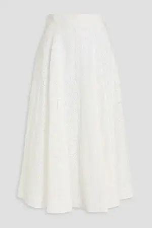 Zimmermann Broderie Anglaise Linen Midi Skirt - Ivory