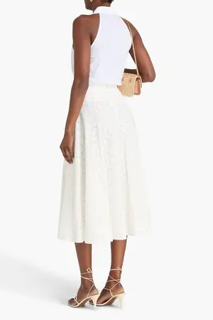 Zimmermann Broderie Anglaise Linen Midi Skirt