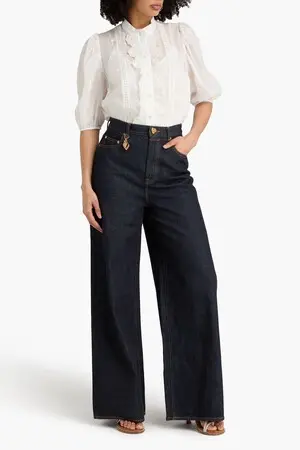 Zimmermann Lacetrimmed Ruffled Ramie Blouse