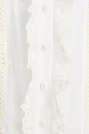 Zimmermann Lacetrimmed Ruffled Ramie Blouse