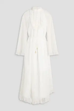 Zimmermann Ruffled Lacepaneled Gauze Midi Dress - Ivory