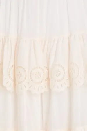 Zimmermann Tiered Broderie Anglaise Cotton Midi Skirt