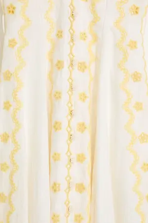 Zimmermann Belted Embroidered Linen Midi Shirt Dress