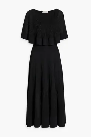 Zimmermann Capeeffect Ribbedknit Midi Dress - Black