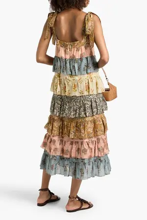 Zimmermann Tiered Printed Cottonblend Voile Midi Dress