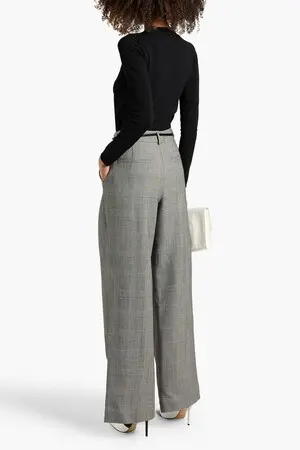 Zimmermann Belted Prince Of Wales Checked Wool-blend Wide-leg Pants