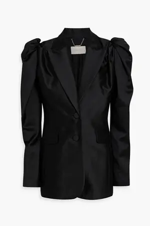 Zimmermann Gathered Silk And Woolblend Blazer - Black