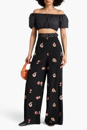 Zimmermann Belted Floral-print Wide-leg Pants
