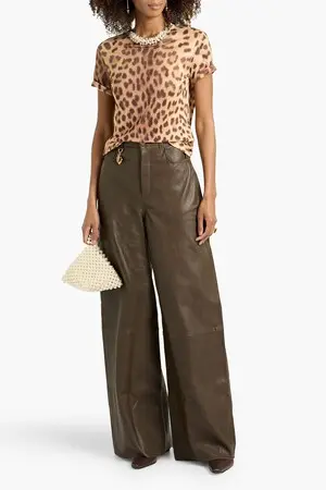 Zimmermann Embellished Leopardprint Linenjersey Tshirt