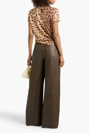 Zimmermann Embellished Leopardprint Linenjersey Tshirt