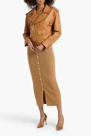 Zimmermann Ribbed Wool Midi Pencil Skirt
