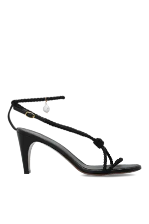NEOUS Heeled Sandals With Braided Straps And Pearl Embellishment - Black