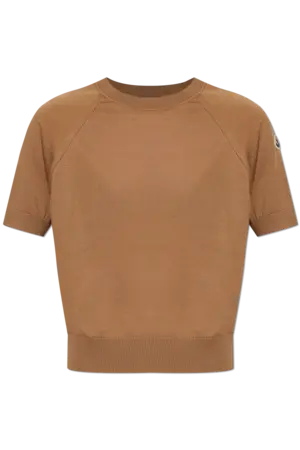 Moncler Wool Top With Crew Neckline - Brown