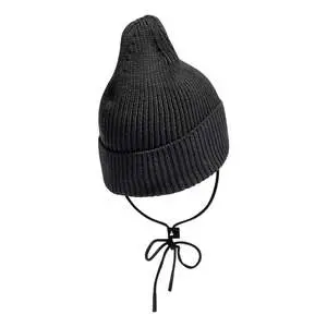 Adidas Ribbed Knit Beanie With Drawstring Tie