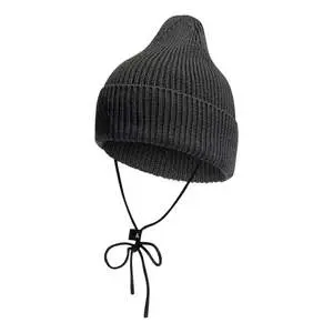 Adidas Ribbed Knit Beanie With Drawstring Tie - Black