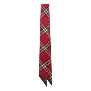 Burberry 25 Checked Silk Scarf - Red