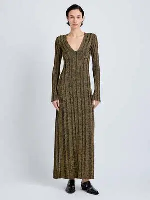 Proenza Schouler Maelle Dress In Drop Needle Tweed - Black Multi
