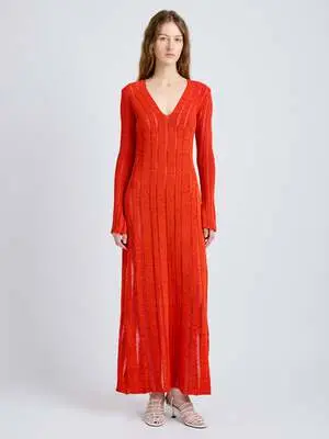 Proenza Schouler Maelle Dress In Drop Needle Tweed - Red Multi
