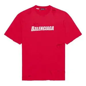 Balenciaga Alphabet Printing Pattern Hole Round Neck Short Sleeve