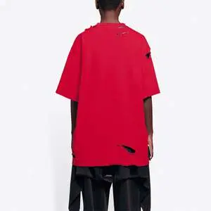 Balenciaga Alphabet Printing Pattern Hole Round Neck Short Sleeve