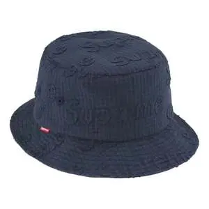 Supreme Monogram Gingham Crusher Hat - Navy