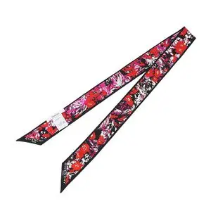Givenchy Ss26 Bandeau In Silk With Floral Print 'black Fuchsia