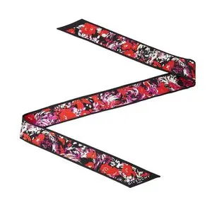 Givenchy Ss26 Bandeau In Silk With Floral Print 'black Fuchsia