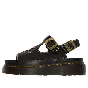 Dr. Martens Floral Detail Leather Platform Sandals - Black