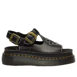 Dr. Martens Floral Detail Leather Platform Sandals - Black