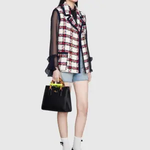 Gucci Leather Diana Bamboo Knot Top Handle Bag